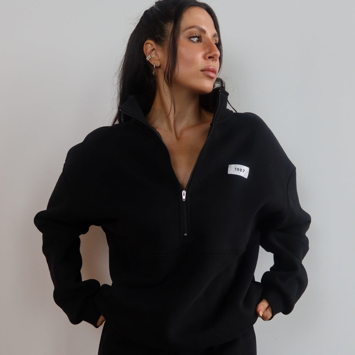 Seaport quarter zip in "blackout"
