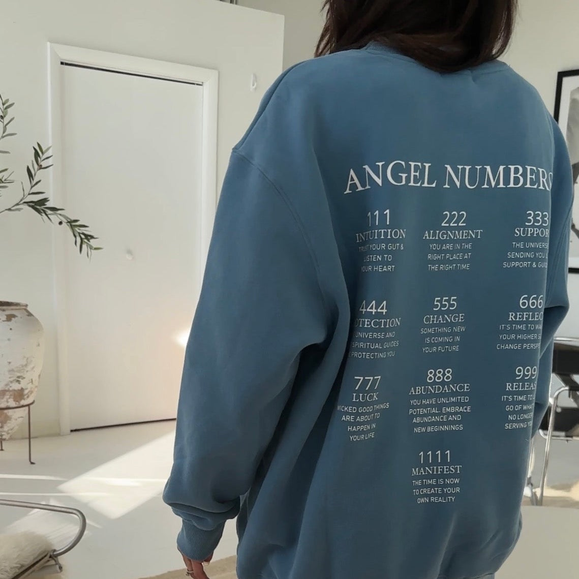 Angel number crewneck in "St. Barts”