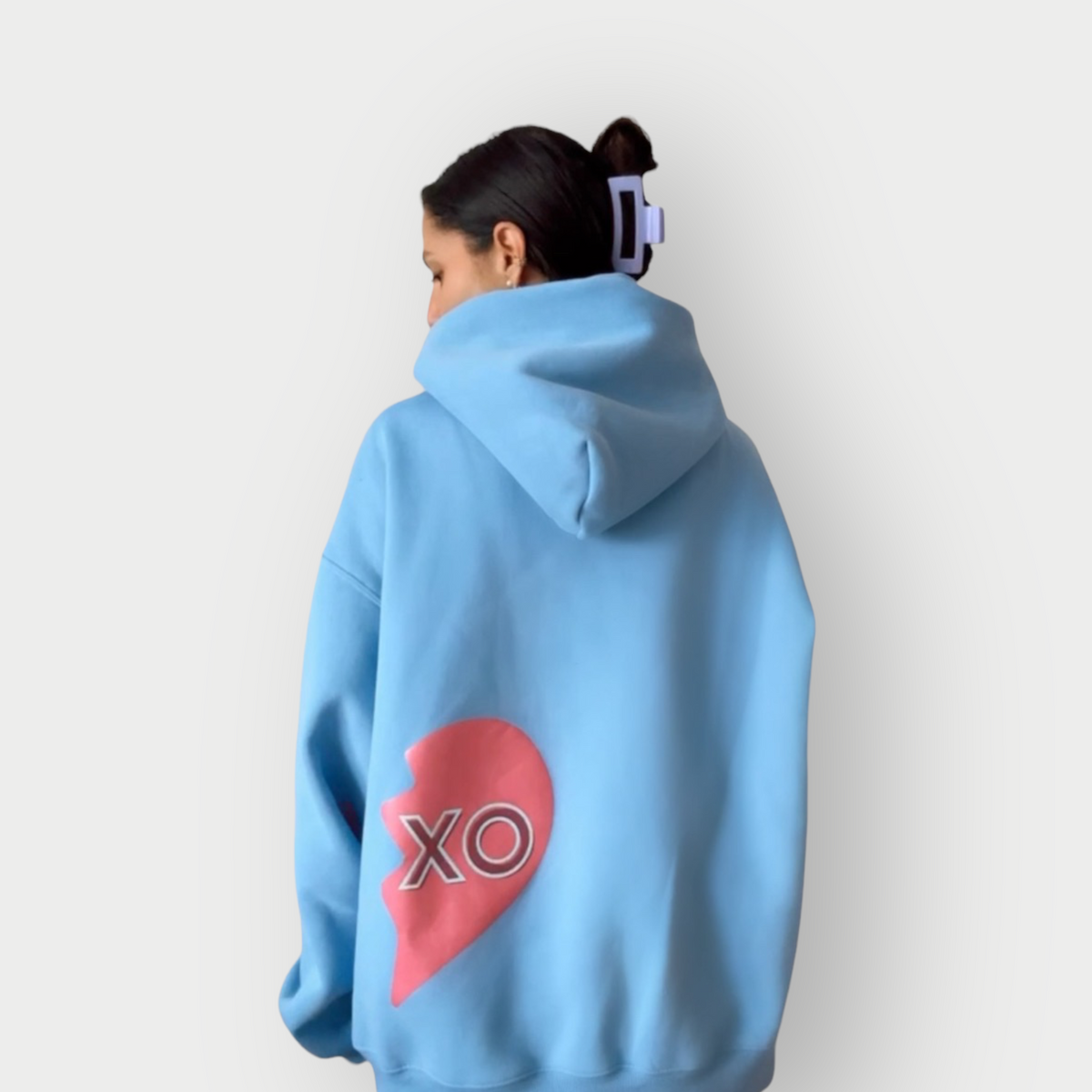 The XO hoodie in "blue raspberry"