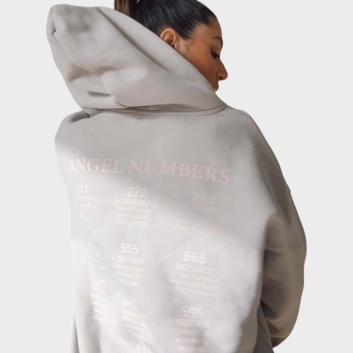 Angel number hoodie in "pink brunch"